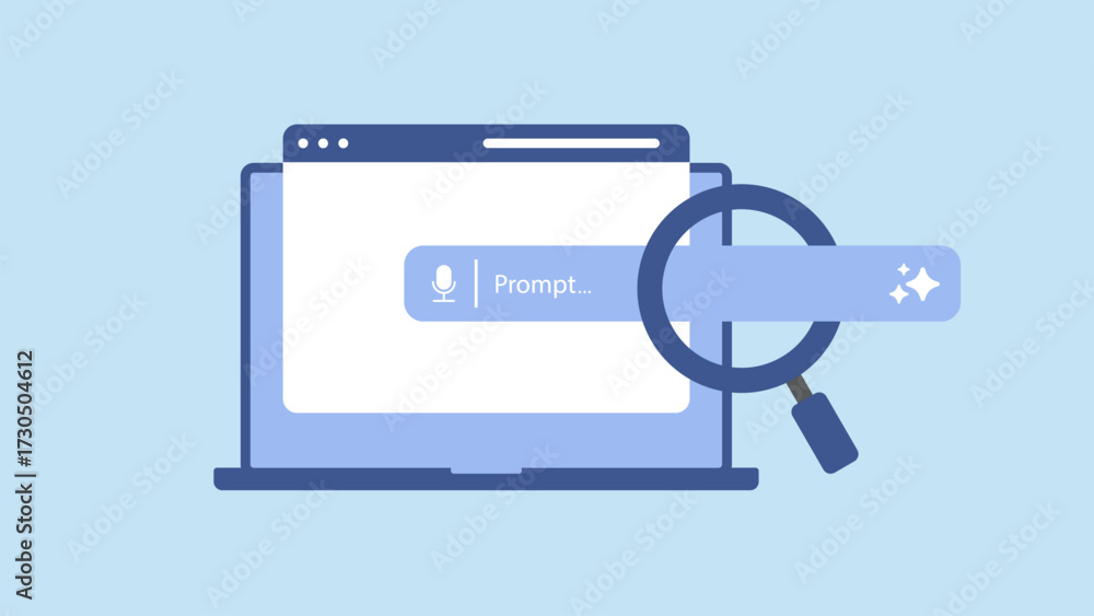 Concept of AI generate a prompt. Web browser window on a laptop with ...