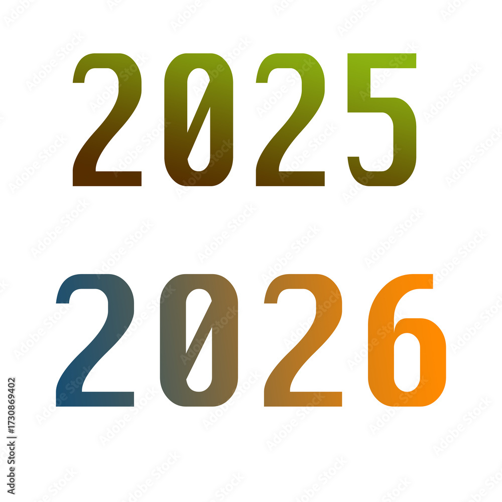 Stock-Illustration „2025 and 2026 Transition with Modern Gradient ...
