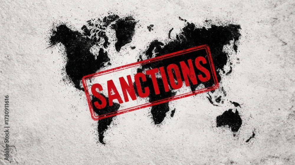 World map marked with sanctions highlighting global economic impacts ...