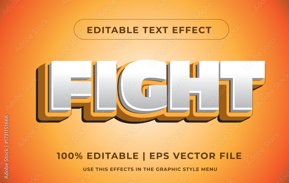 Editable fight text effect vector 3D with modern style design Stock ...