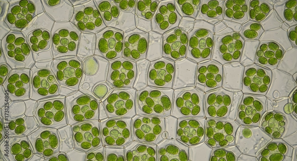 Detailed micrograph of plant cellular structure revealing abundant ...