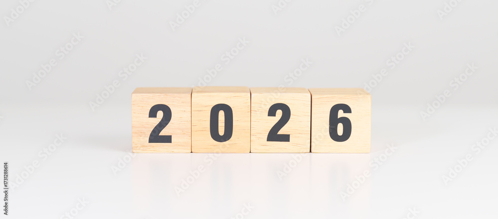 2026 year block on table. goal, Resolution, strategy, plan, start ...