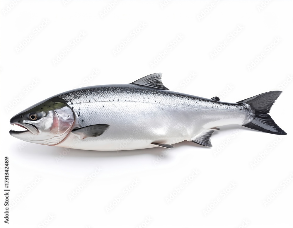 Foto de Stock Silver Salmon Portrait - A Detailed Look at a Freshly ...
