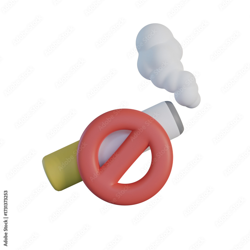 Prohibition Sign Depicting a Cigarette Crossed Out by a Red Circle with ...