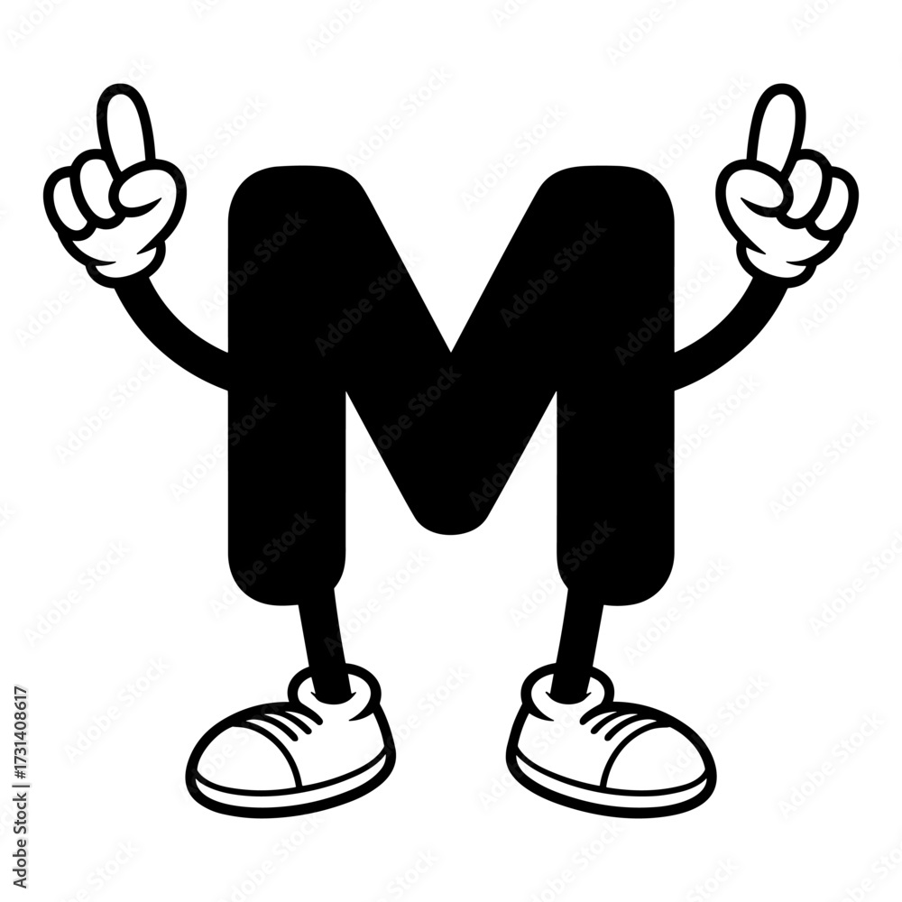 Letter M Coloring Page Vector Cartoon Alphabet for Kids Education ...