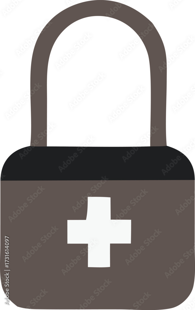 First aid kit lock symbol representing health security safety and ...