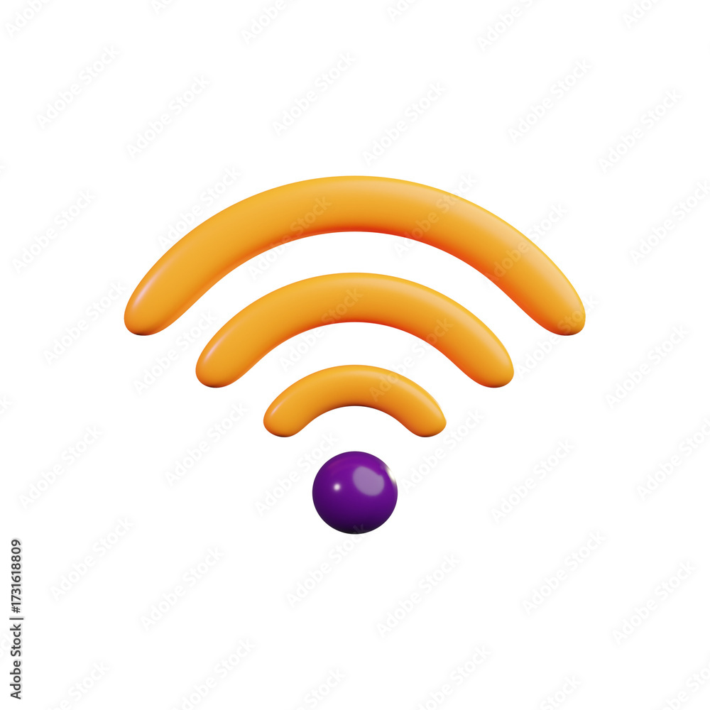 Stock-Illustration „Three Dimensional Orange Wifi Icon Floating Against ...