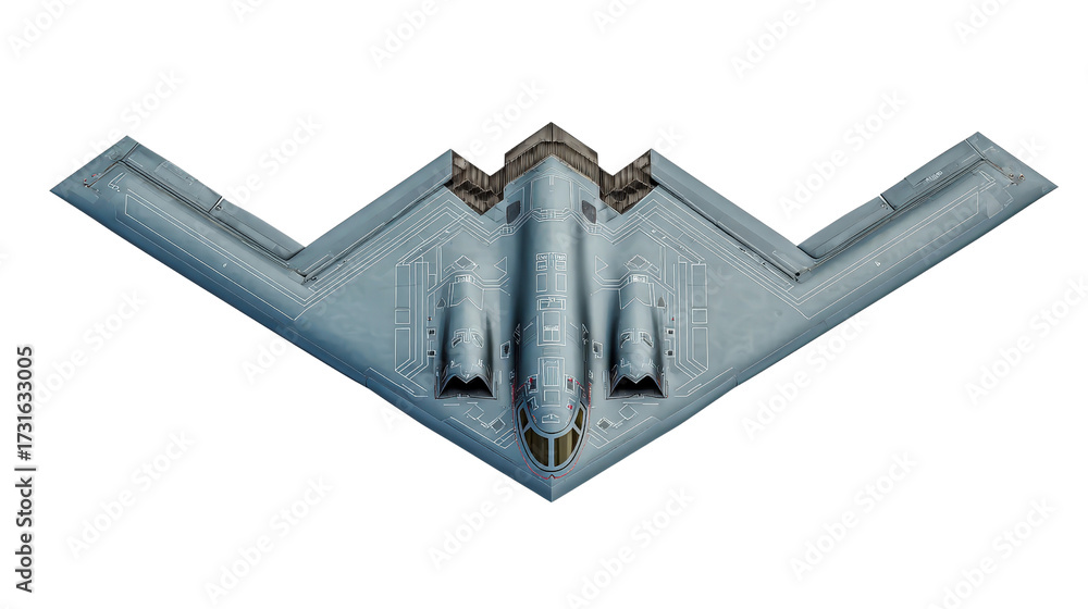 B-2 Spirit stealth bomber showing aerodynamic shape top view isolated ...
