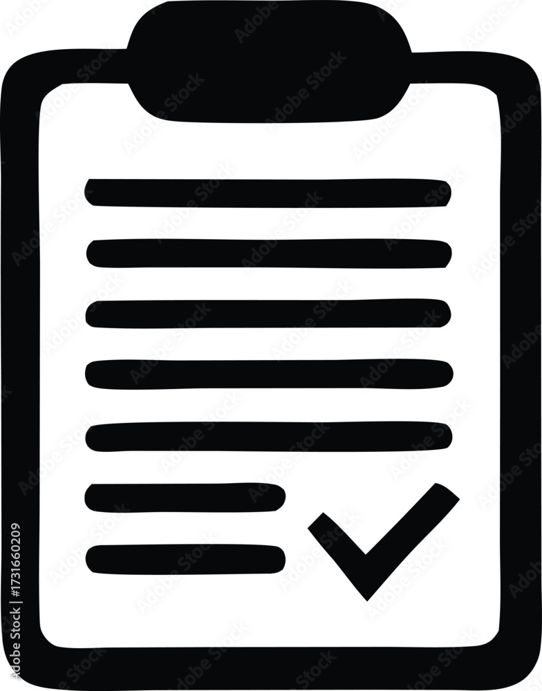 Checklist clipboard icon with lines and check mark for task completion ...