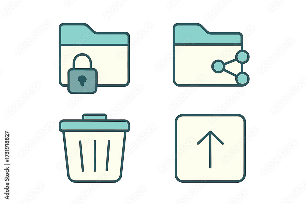User interface symbols for digital file management, data security ...