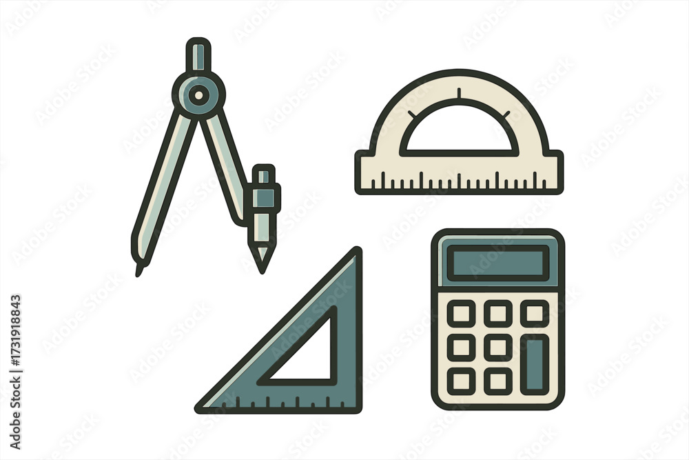 School supplies for geometry and mathematics including compass ...