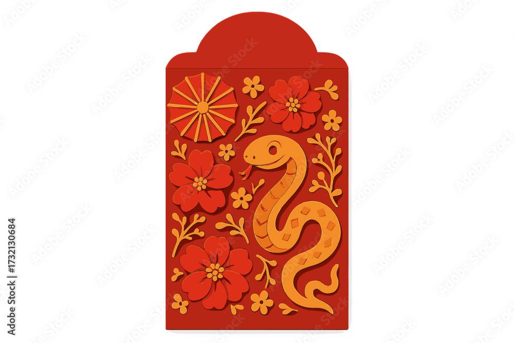 Chinese New Year 2026, Year of the Snake. Red lucky money envelope with ...