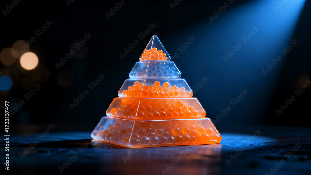 Pixel Art 3D Population Pyramid Cascading in a Neural Network Stock ...