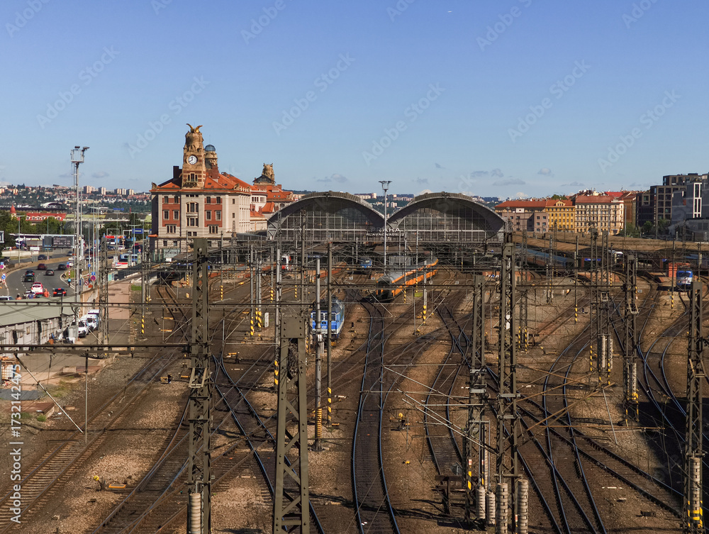 Prague, czech republic - september 7, 2025: prague main train station ...