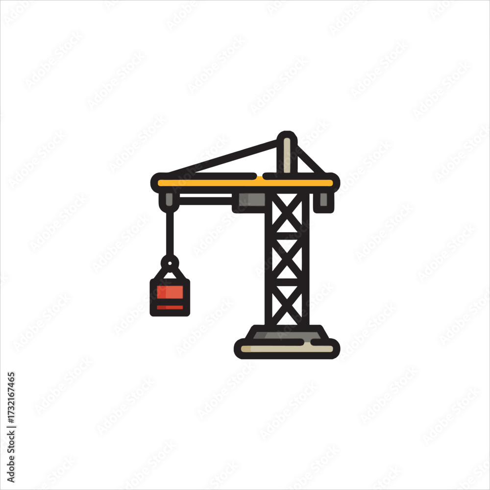 Construction crane lifting heavy load at industrial site during daytime ...