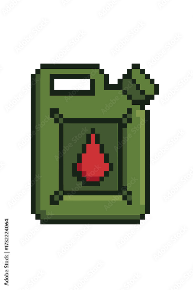 Gas can pixel art icon. Jerrycan fuel canister for gasoline, petrol ...