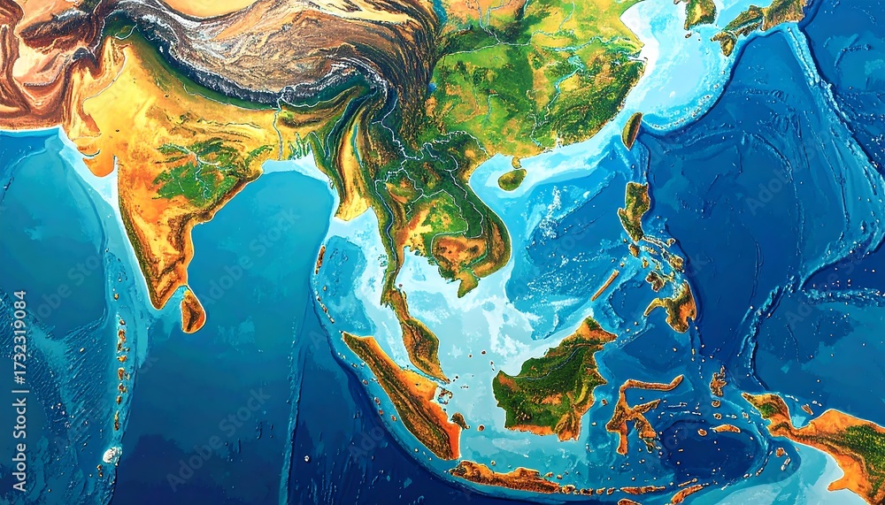 Detailed map of Southeast Asia and surrounding regions, showing ...