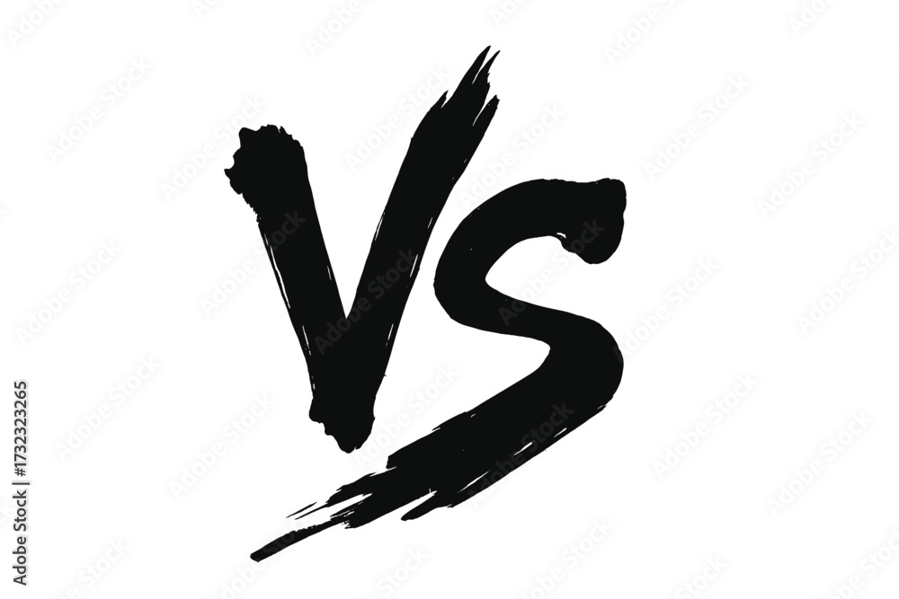 Versus VS letters fight concept, bold brush painting style text ...