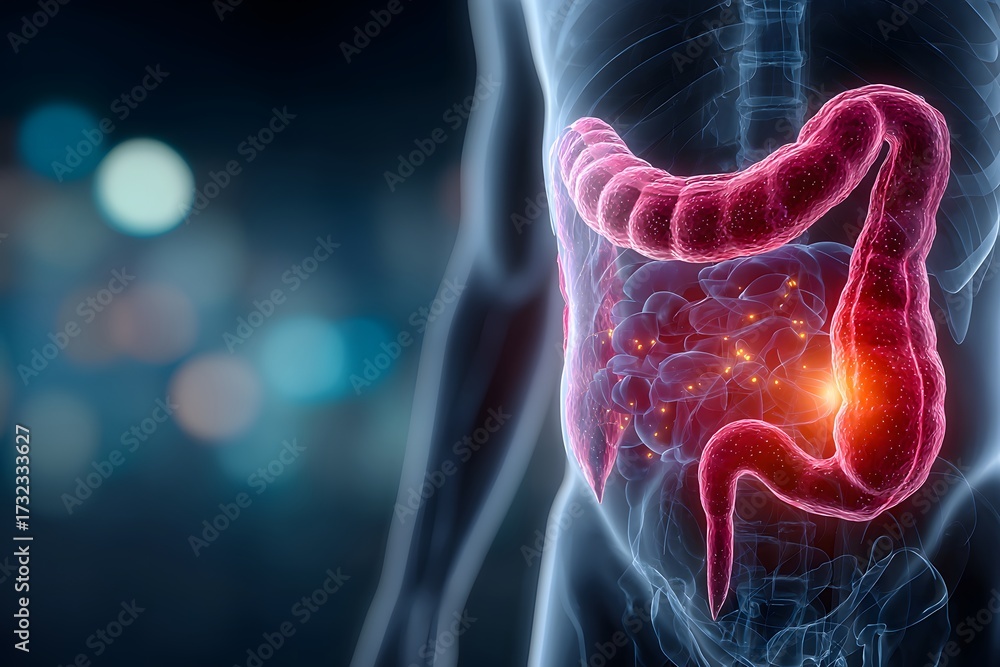 The body's internal anatomy shows the biological digestive system with ...