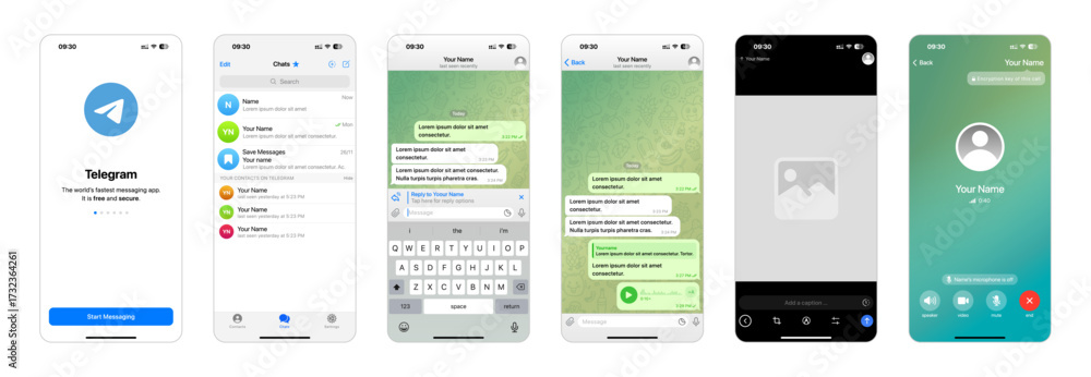 Telegram messenger template UI 2025 update shown on iPhone 17. Editable ...
