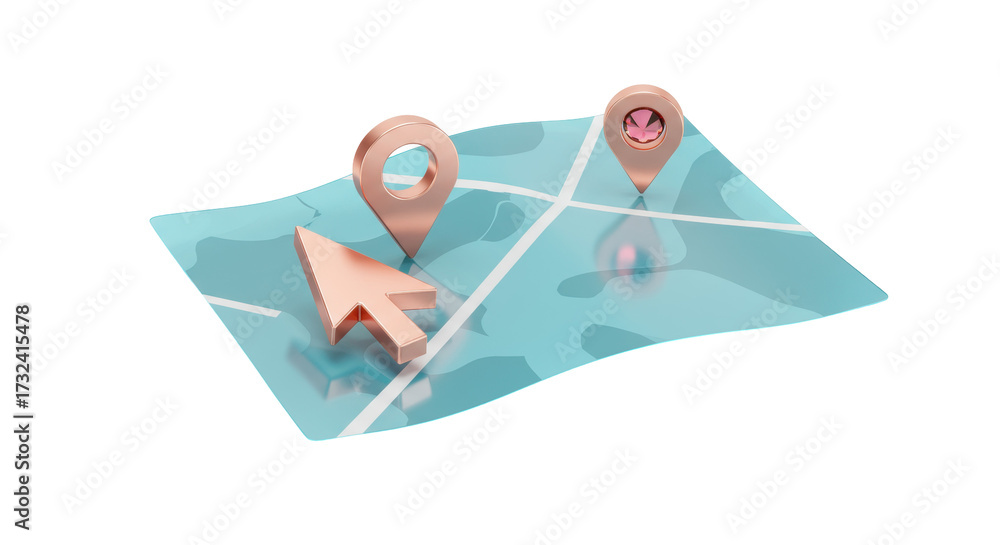 Map with cursor and location pin isolated PNG, navigation concept for ...