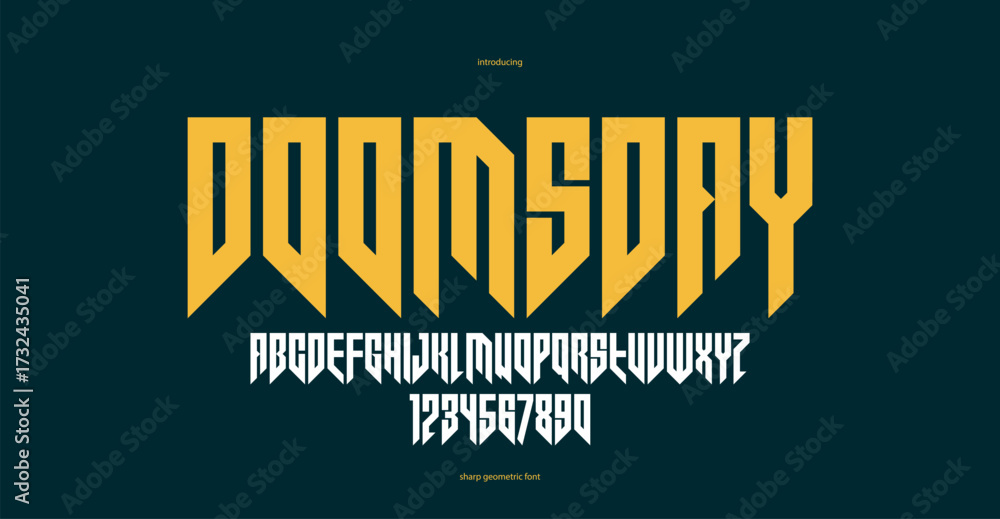 Sharp and bold vector display condensed font for logos, gothic or heavy ...