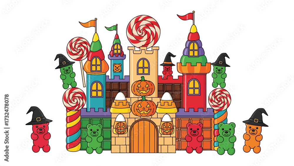 Candy Castle of Enchantment: A whimsical candy castle, with vibrant ...