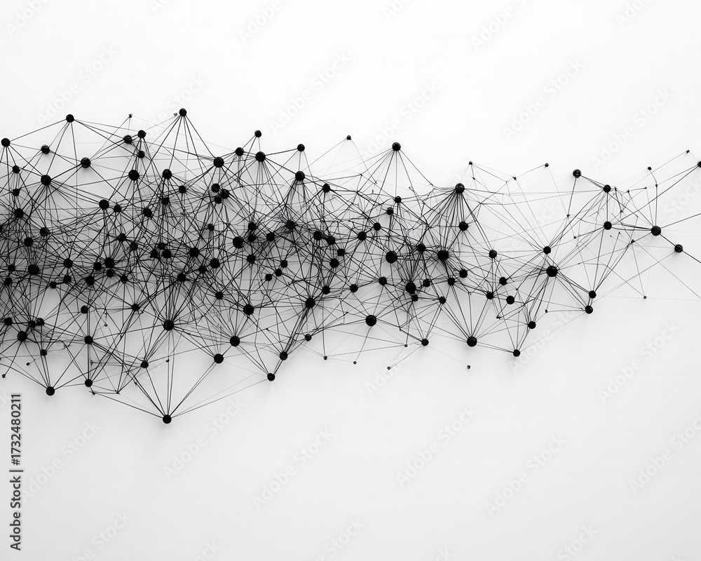 Thin linear network connecting digital nodes, clean ML system design ...
