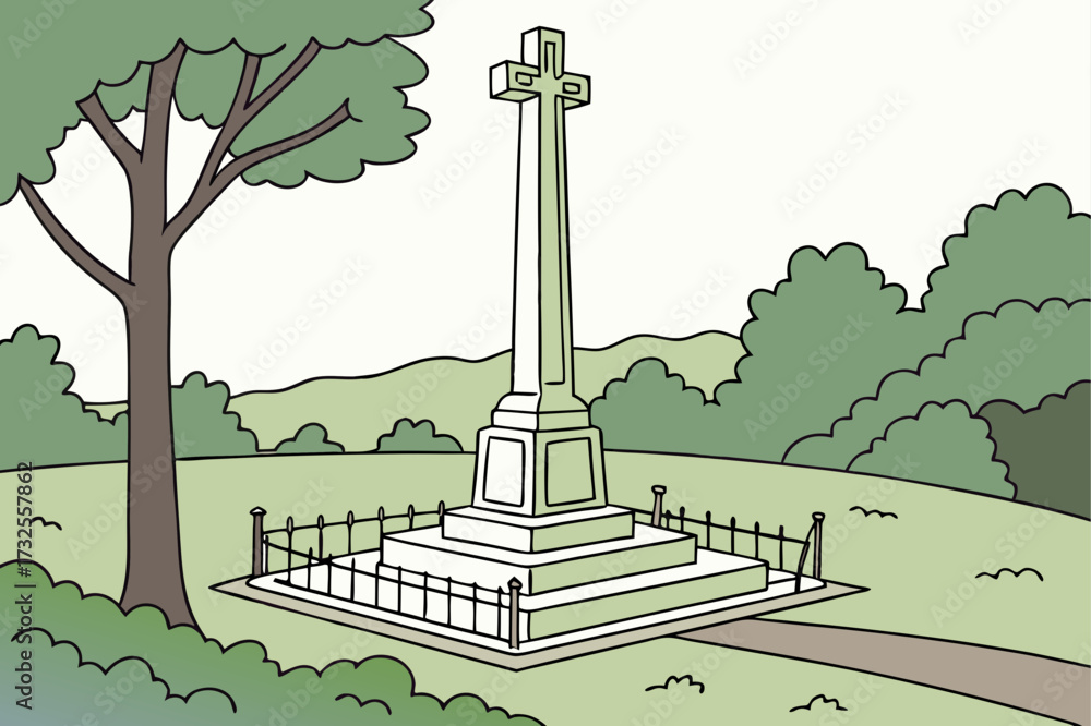 Jamestown Memorial Cross in Virginia, white stone cross marking first ...