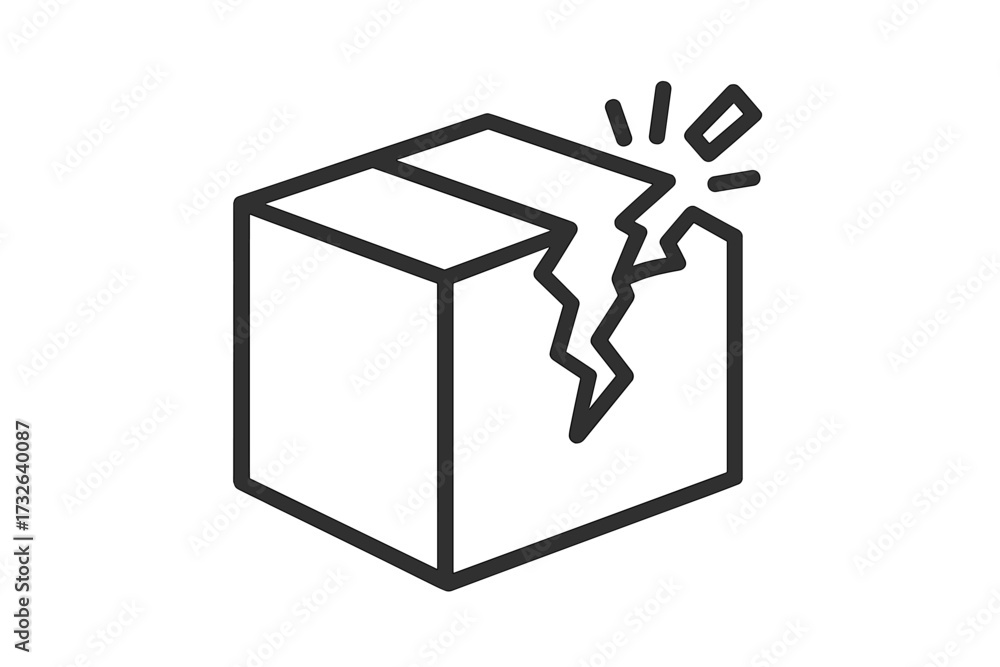 Image vectorielle Stock Broken box icon. Damaged package symbol for delivery and shipping ...