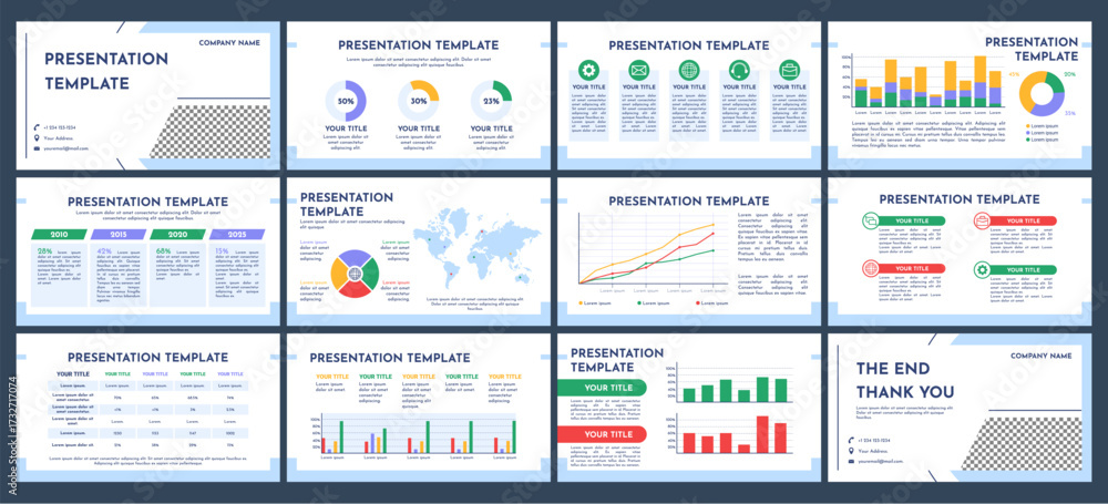 Finance infographics presentation slides. Business report charts, data ...