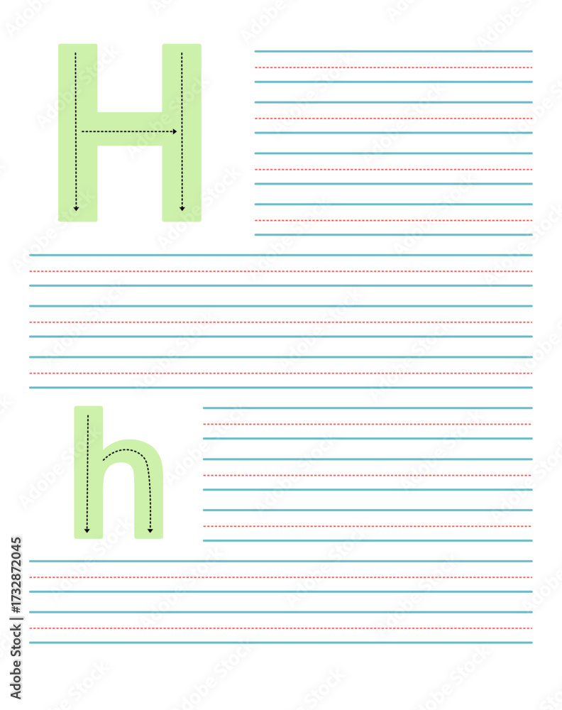 Colorful tracing worksheet for learning to write uppercase and ...
