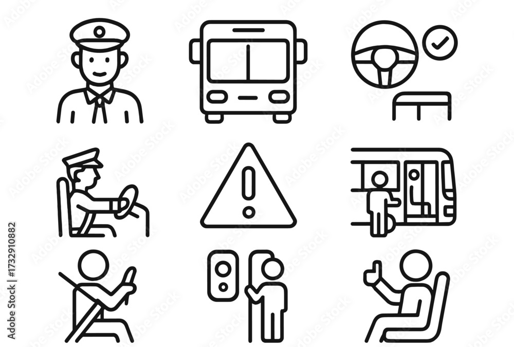 Image vectorielle Stock Public transportation symbols illustrate bus ...