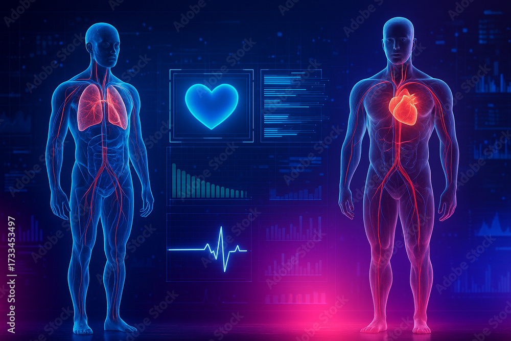 AI generated ultra realistic digital medical illustration showing two ...