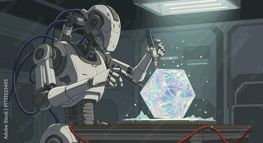 Robot Crafting Iridescent Crystal Structure with Precision Tools in ...