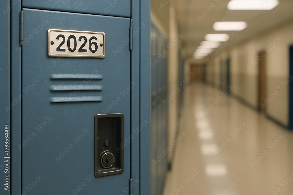 School locker door with 2026 number plate attached educational facility ...