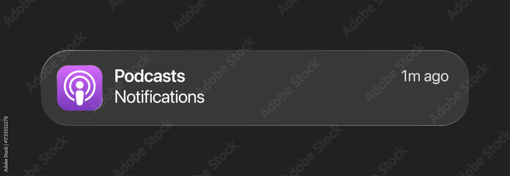 Apple Podcast iOS 26 new update with liquid glass notifications. Modern ...