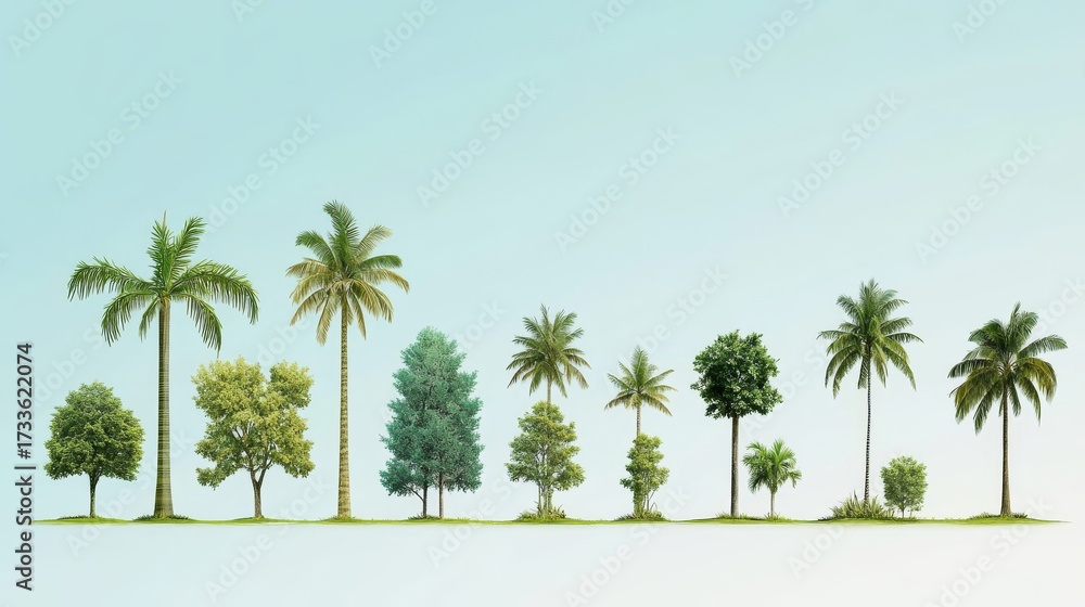 79.A variety of palm tree silhouettes depicting different growth stages ...