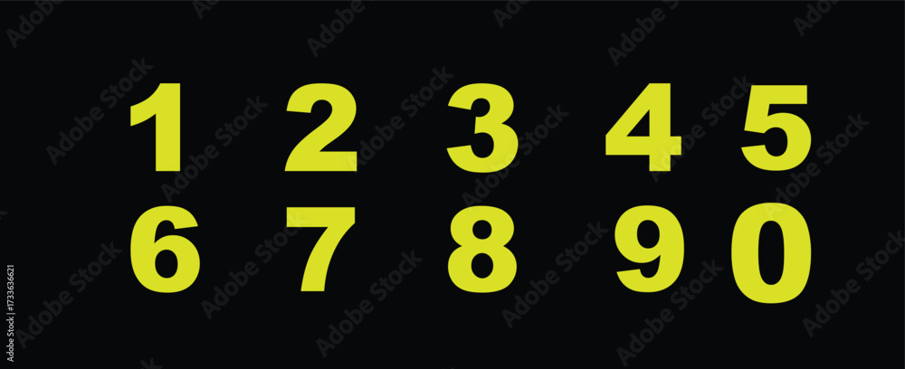 Math basic alphabet 1 to 9 numbers set of shiny gold vector 3D font ...