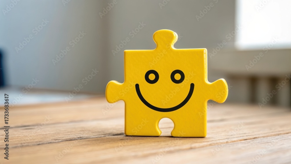 World Smile Day 2025 A cheerful yellow puzzle piece with a smiley face ...
