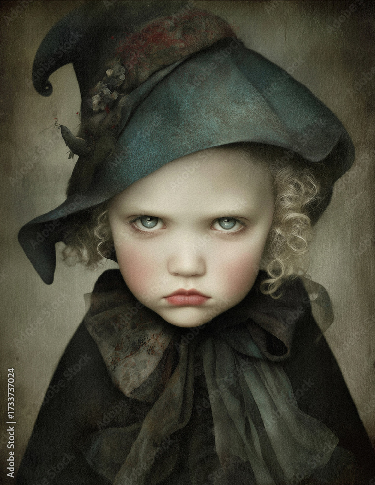 Angry Cute Young Witch – Gothic Dark Academia Child Witch Portraits ...