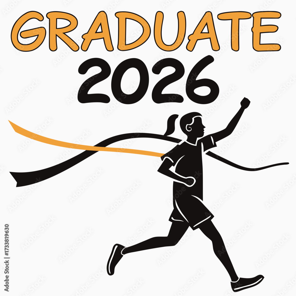 Graduate 2026 runner crossing finish line graduation Stock Vector ...