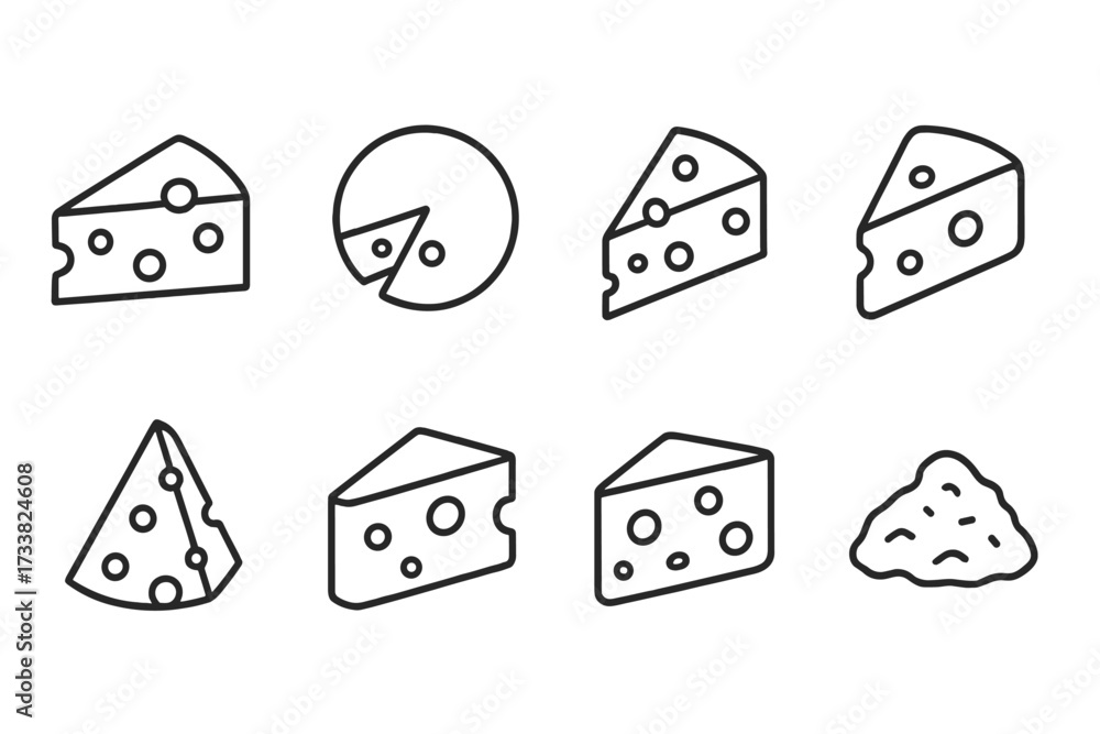 Image vectorielle Stock Cheese line icon set. Dairy food symbols like ...