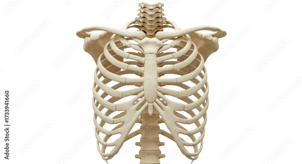 Human rib cage isolated on transparent background, skeletal anatomy of ...