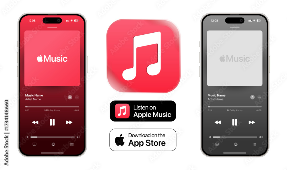 Vector de Stock Apple Music Template UI App 2025 update with iOS 26 ...