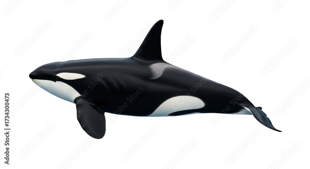 Isolated Orca whale, killer whale, side view in motion, majestic sea ...