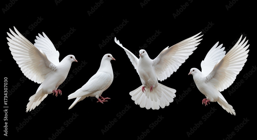 Four graceful white doves symbolize peace, freedom, and spirituality ...