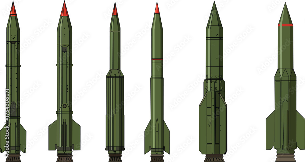 Vector de Stock Strategic Missile Lineup Modern Military Weapons ...