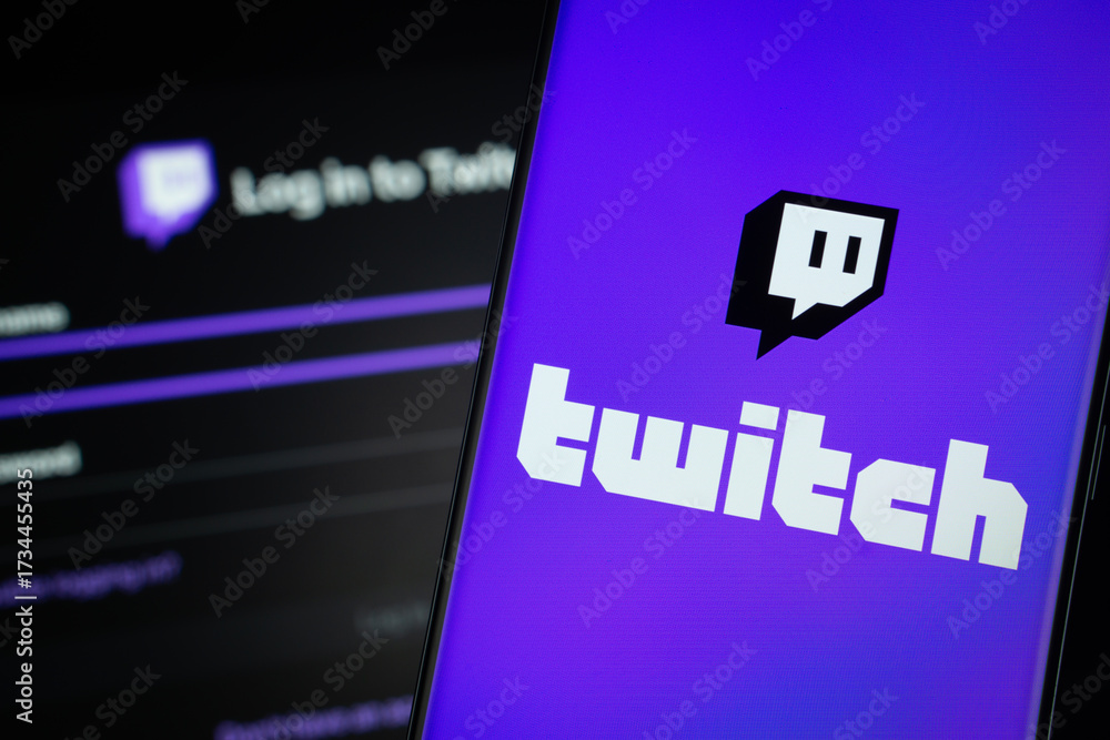 Dhaka, Bangladesh- 30 Sep 2025: Twitch logo is displayed on a ...