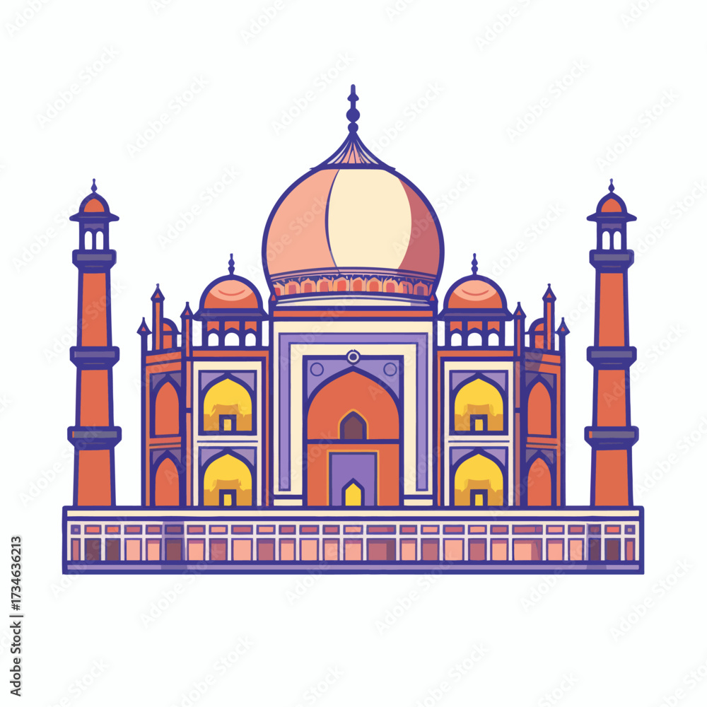 Illustrative Taj Mahal Design for Cultural Projects and Travel ...